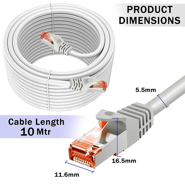 UPORT 10 Meter Cat 6 Ethernet Cable, High Speed Cat6 RJ45 Network ...