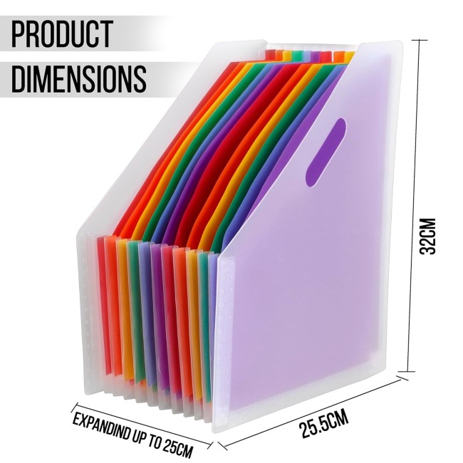 NISUN 12 Pockets Vertical Expanding File Folders Letter A4 Size ...