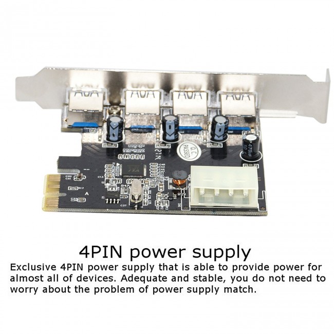 Wholesale USB 3.0 PCI-E Express ADD-ON Card with 4 Ports and 5V 4-Pin ...