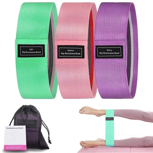 Storite Set of 3 Fabric Elastic Resistance Exercise Loop Workout Bands ...
