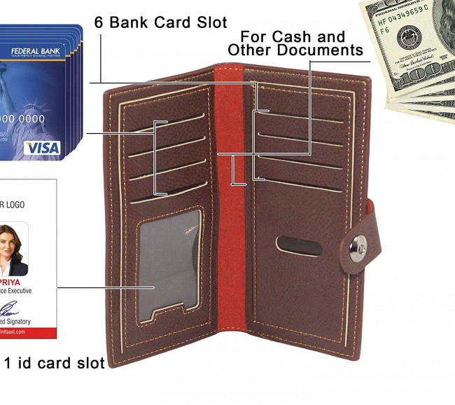 Storite PU Leather Credit/Debit Cards Wallet Purse for Men & Women- Brown