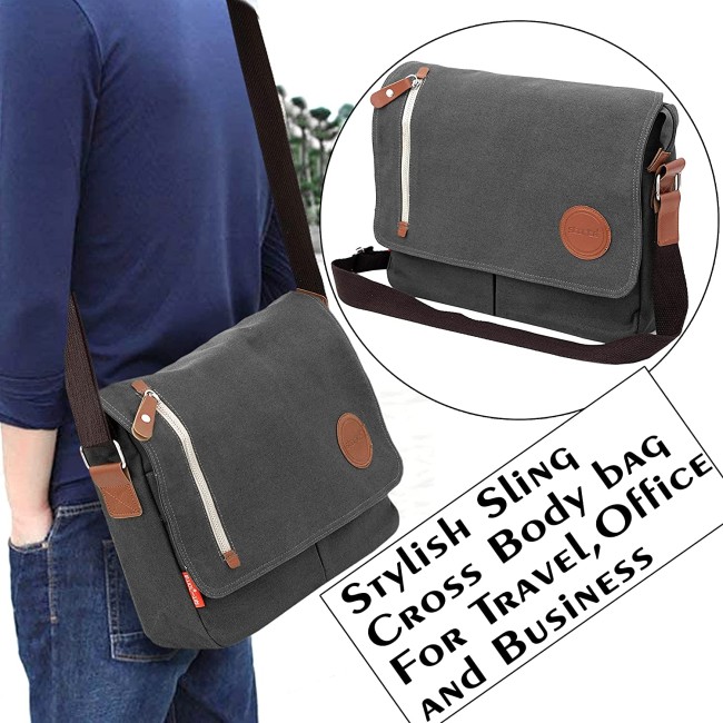 Storite Vintage Canvas Sling Cross Body Travel Office Business Satchel ...