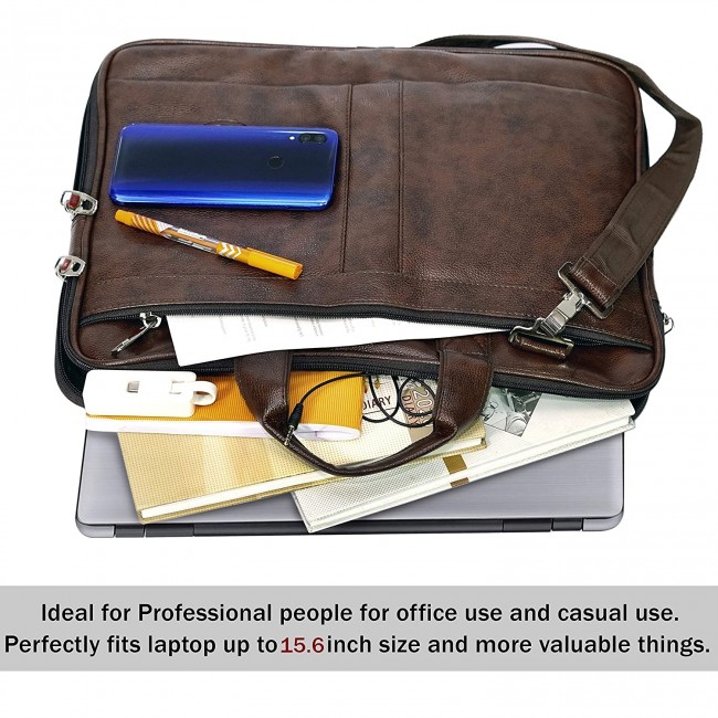 Storite PU Leather Laptop Shoulder Sling Office Travel Organizer Bag ...