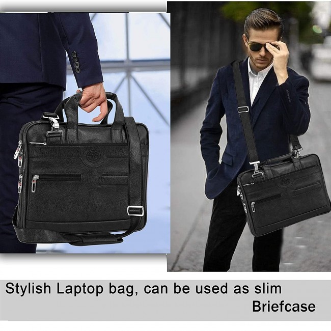 Storite PU Leather 14 Inch Laptop Shoulder Messenger Sling Office ...
