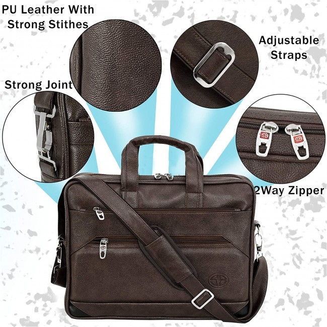 Storite PU Leather 14 Inch Laptop Shoulder Messenger Sling Office ...