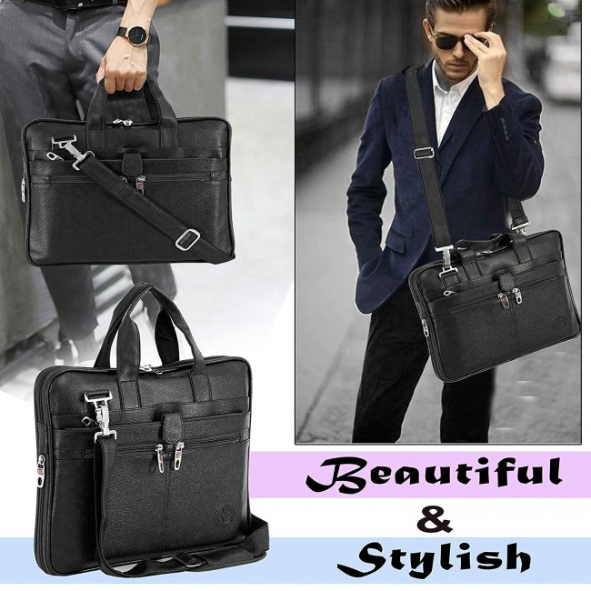 Storite PU Leather 14 Inch Laptop Shoulder Messenger Sling Office ...